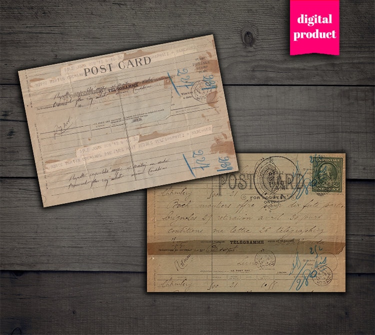 DIGITAL Vintage Telegram Postcards Printable Vintage - Etsy