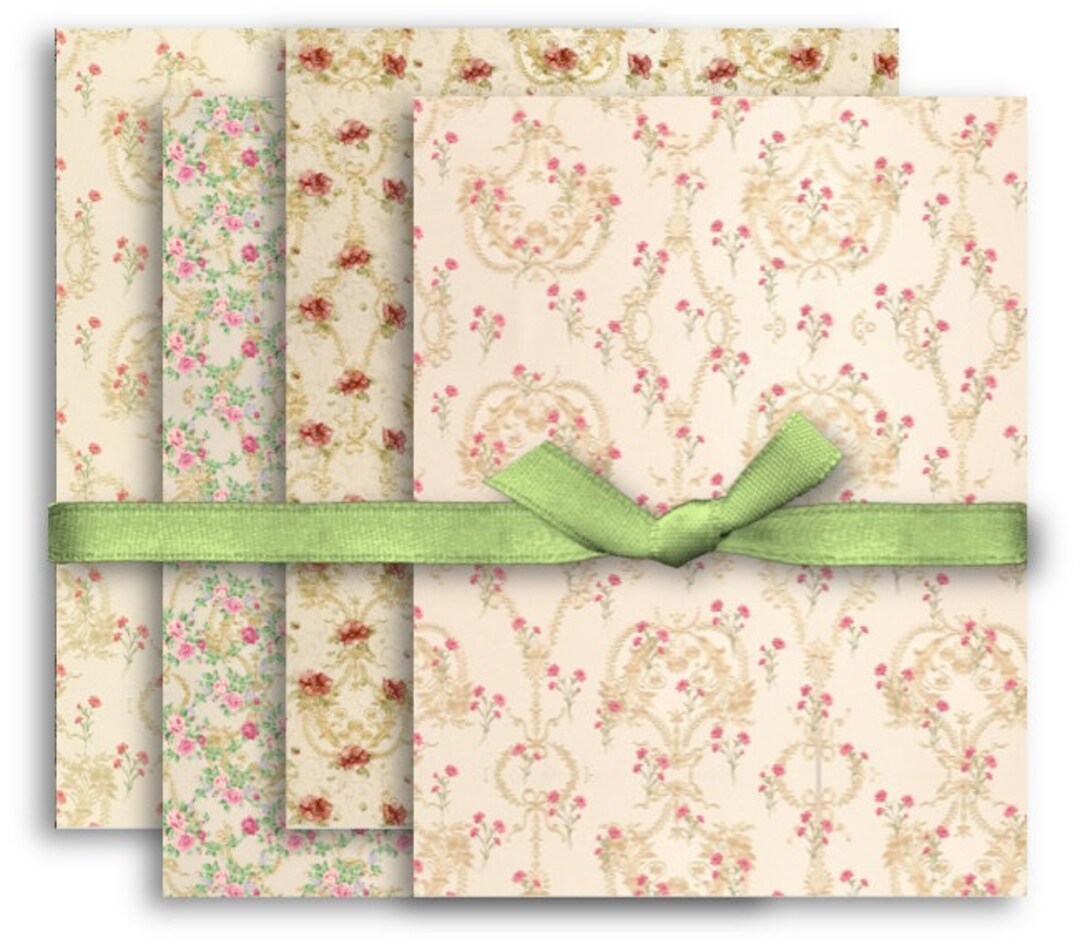 Floral Digital Paper: Vintage Backgrounds, Collage Sheet (digital ...