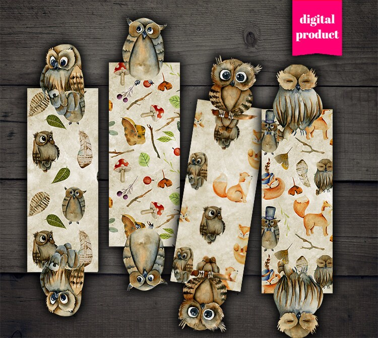 DIGITAL Owl Bookmarks Printable Fall Bookmarks VBM2785 - Etsy