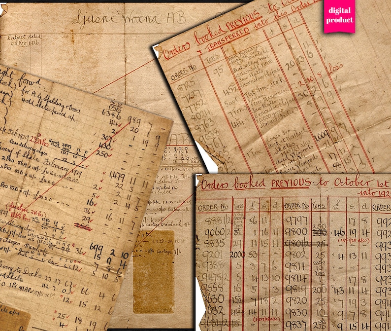 DIGITAL 1928 Antique Handwritten Ledger Grunge Junk Journal - Etsy