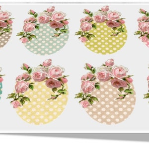 DIGITAL Polka Dot Roses Labels Digital Collage Sheet Download -966 ...