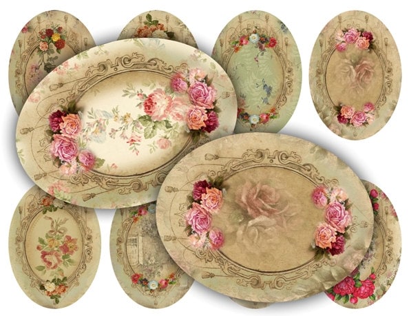 DIGITAL Shabby Chic Rose Labels Digital Collage Sheet Download - Etsy ...