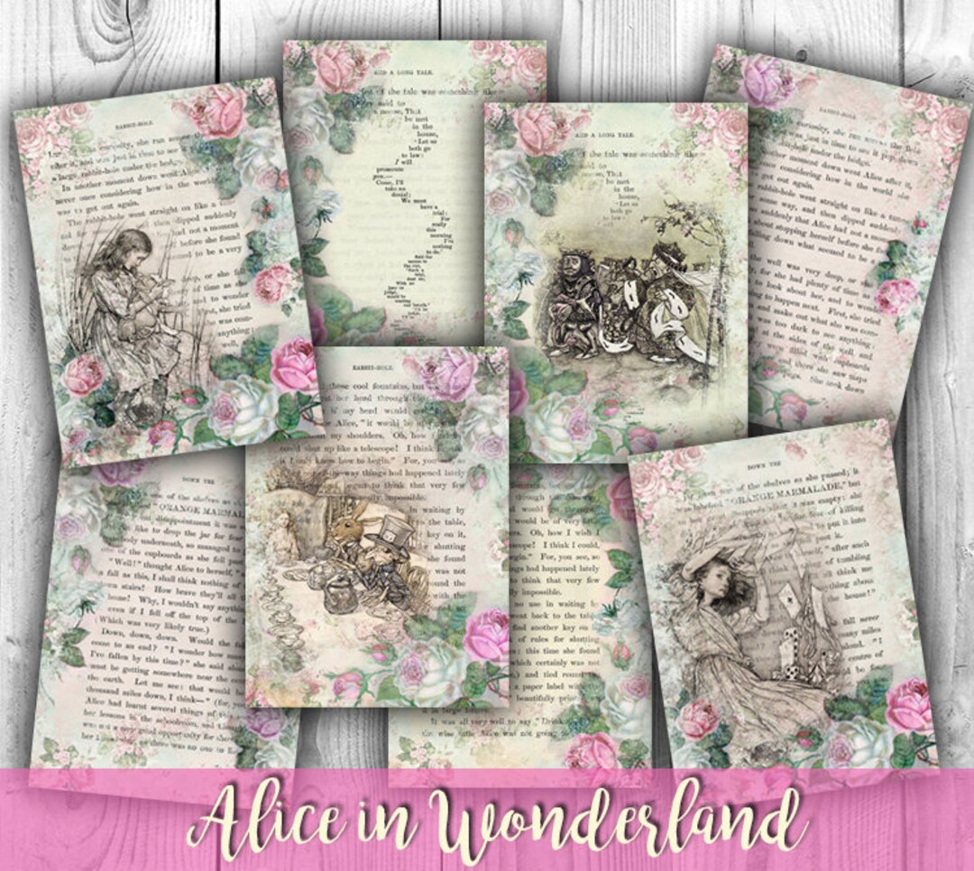 DIGITAL Alice in Wonderland Cards - Digital Collage Sheet Download ...