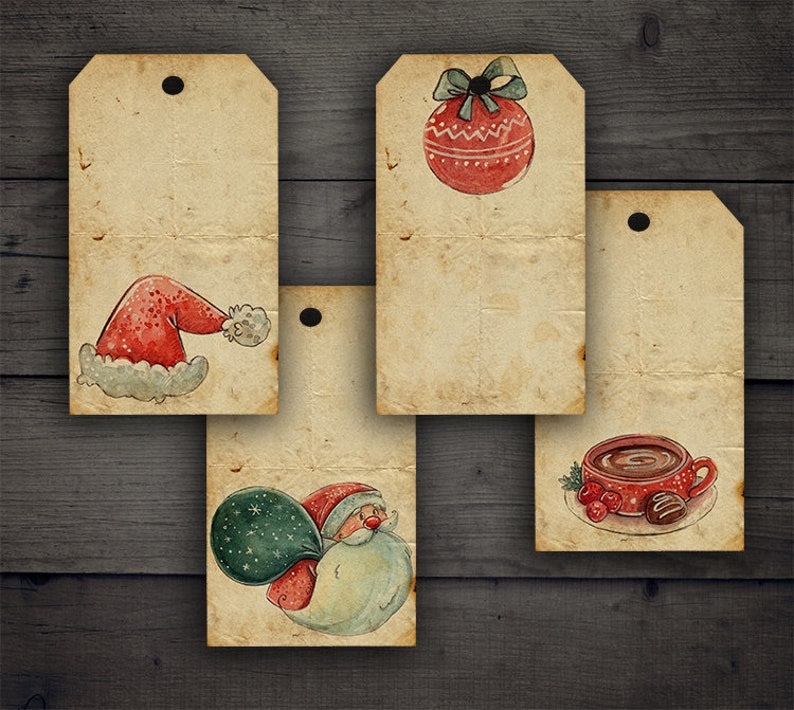 DIGITAL Printable Vintage Christmas Gift Tags Digital - Etsy