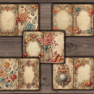 Grunge Floral Junk Journal Pages, Vintage Victorian Frames, Printable ...