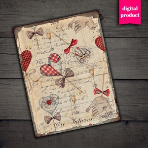 DIGITAL Vintage Valentines Junk Journal Ephemera - Printable Valentines ...