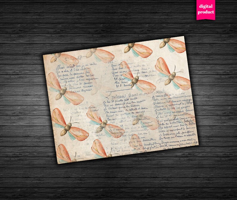 DIGITAL Vintage Butterfly Ephemera Grunge Digital Collage - Etsy
