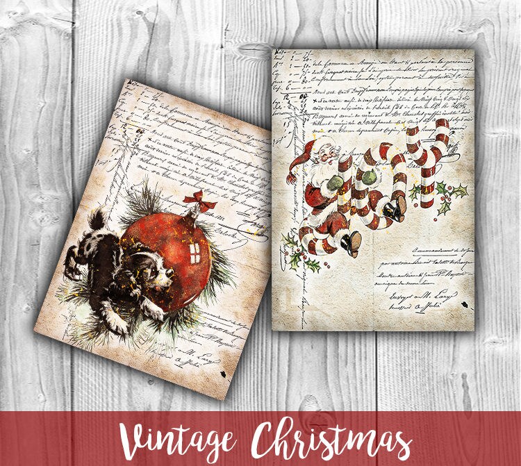 DIGITAL Vintage Christmas Digital Collage Sheet Download | Etsy