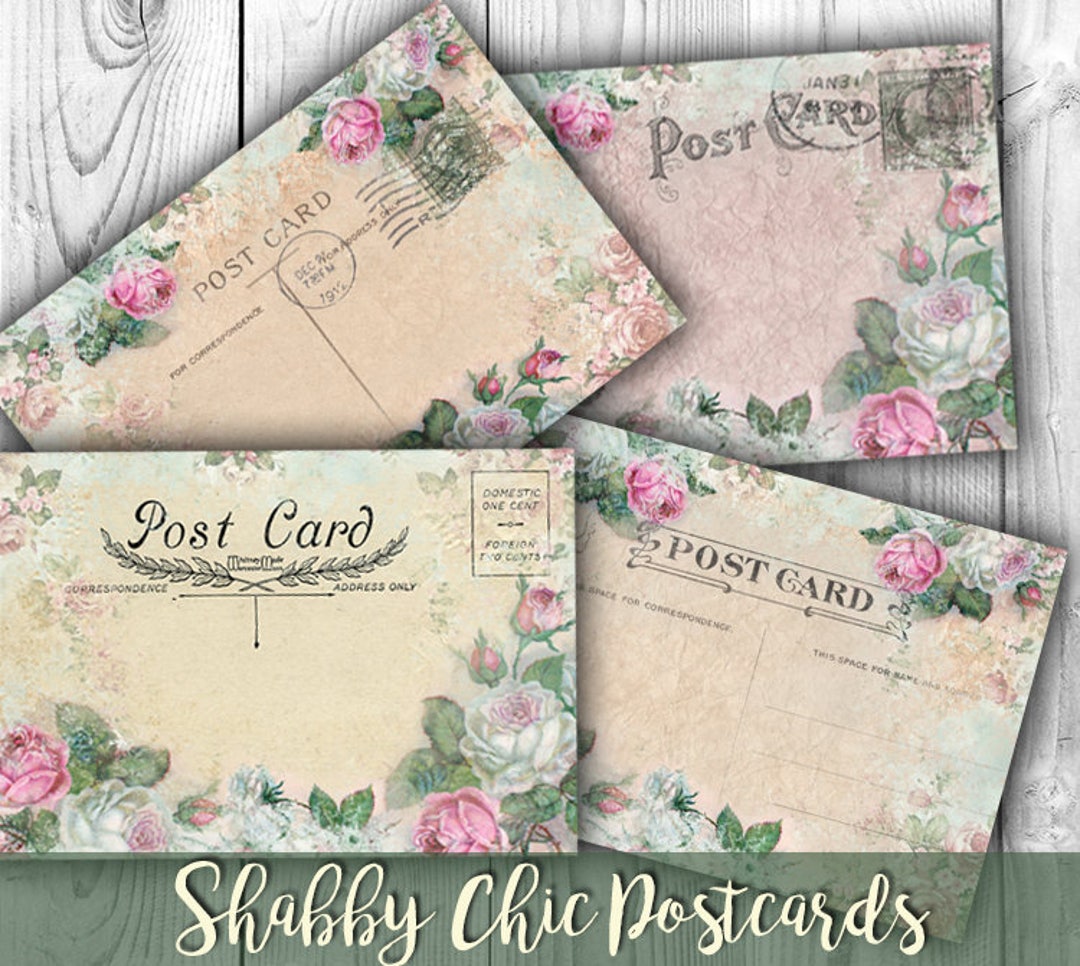 DIGITAL Vintage Floral Postcards Digital Collage Sheet Download ...