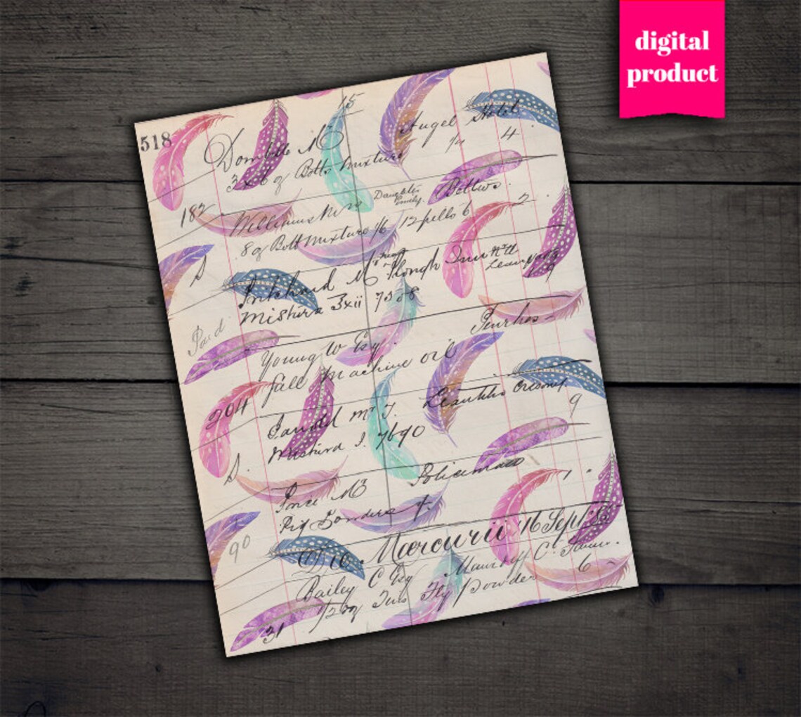 DIGITAL Feather Ephemera Printable Vintage Feather Papers - Etsy