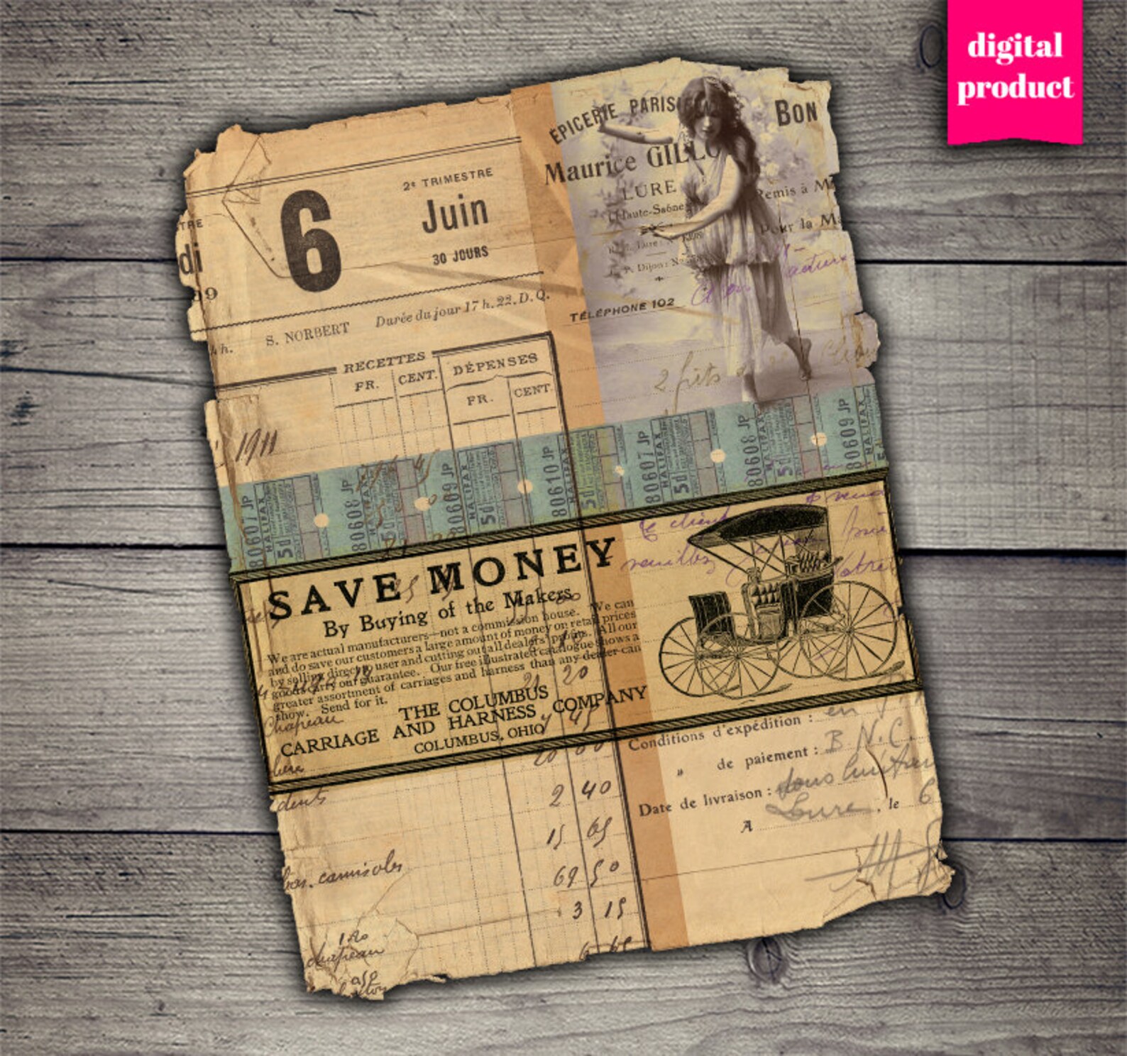 DIGITAL Vintage Grunge Ephemera Printable Grunge Ephemera - Etsy