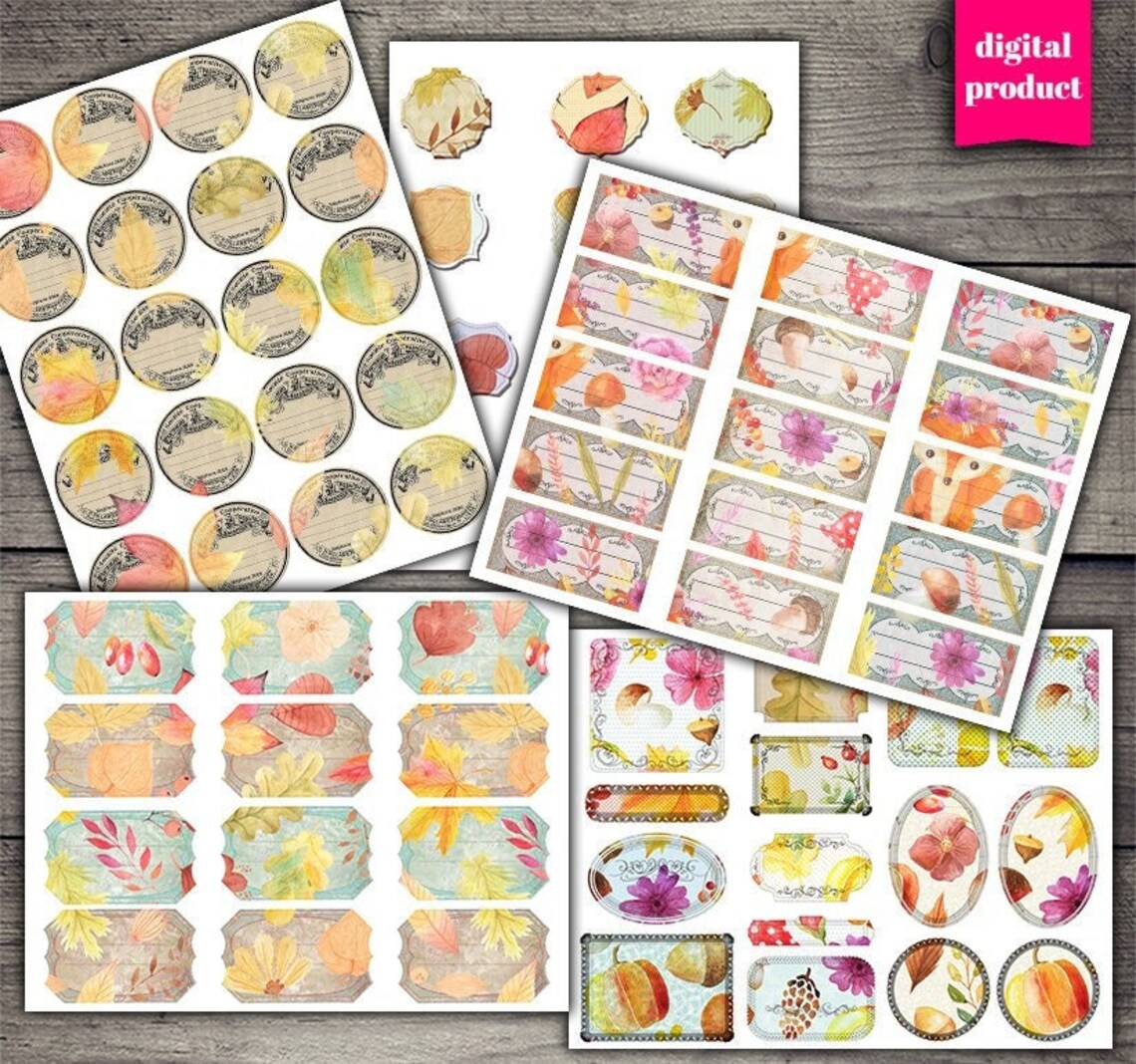 DIGITAL Fall Stickers Vintage Fall Digital Paper Fall - Etsy