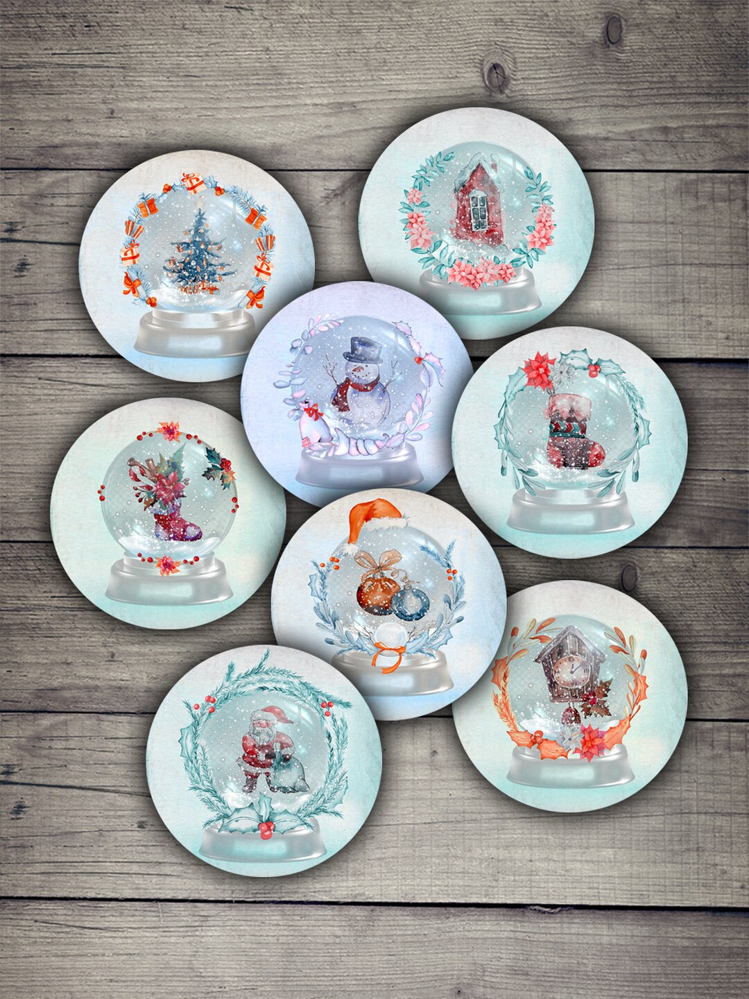 DIGITAL Christmas Snow Globes 2.5 " Circle Images - Digital Collage ...
