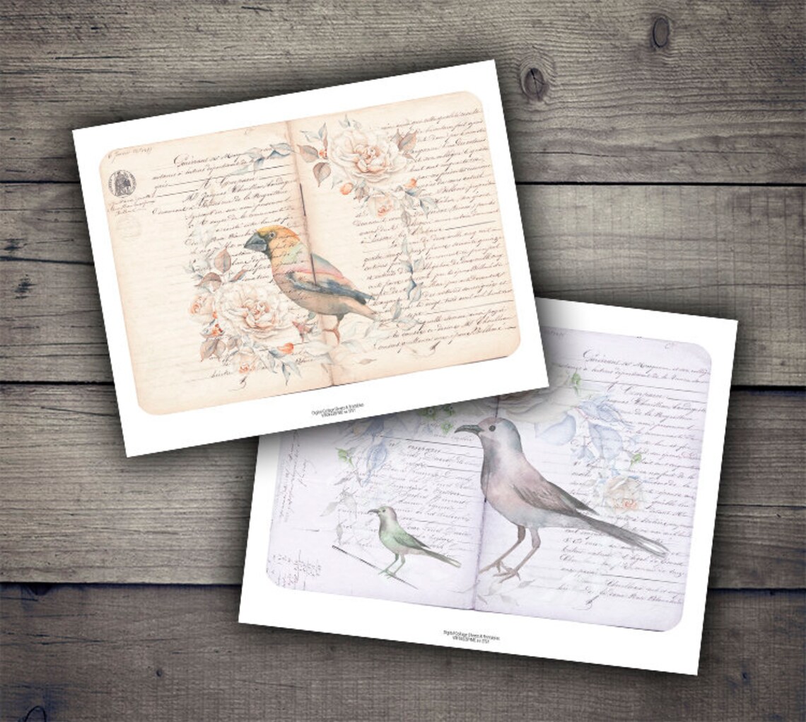 DIGITAL Bird Handwritten Letters Digital Collage Sheet Download - Etsy