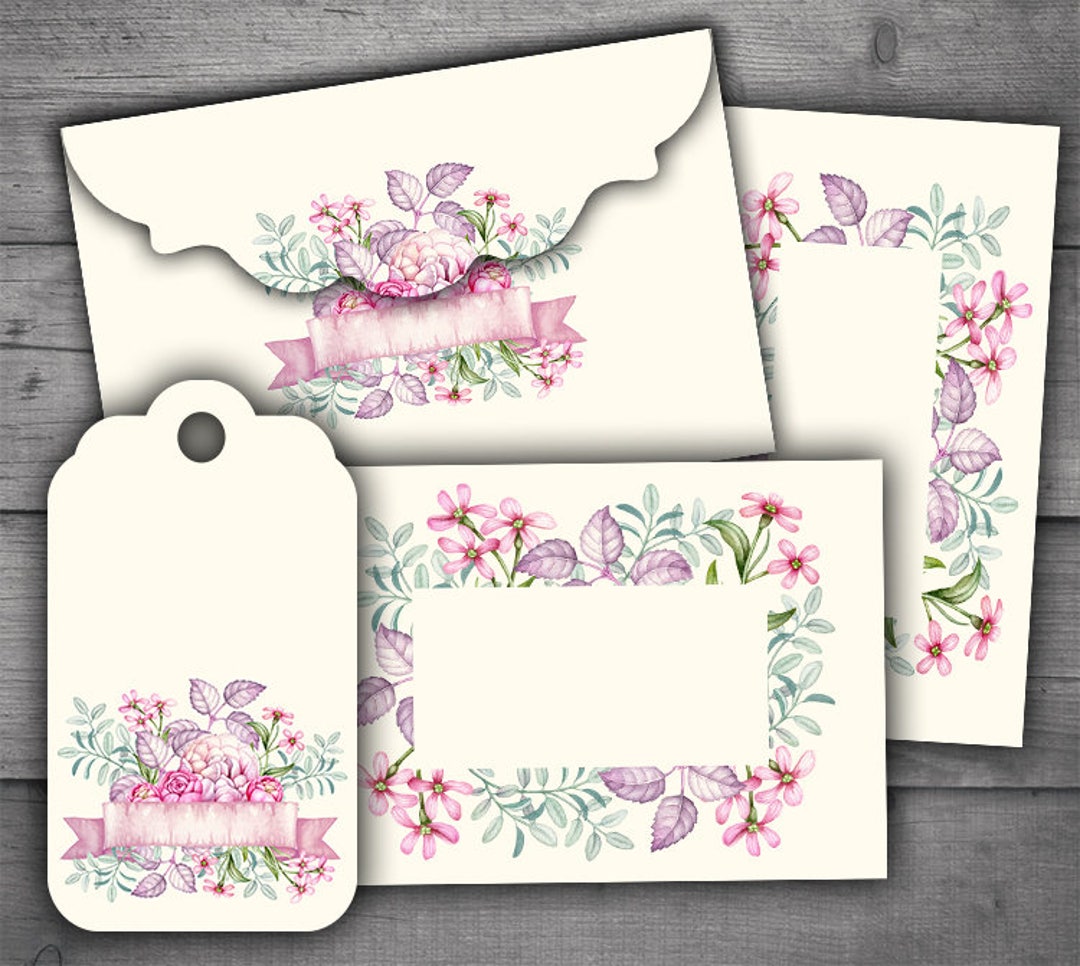 DIGITAL Floral Envelopes, Tags & Cards Digital Printables Pack - Etsy