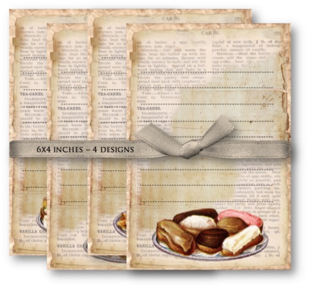 Cake Recipes Digital Collage Sheet: Vintage Printable (digital Download ...