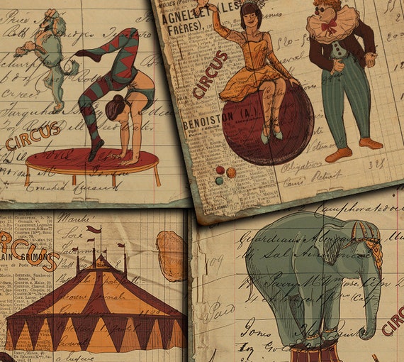 DIGITAL Vintage Circus Junk Journal Ephemera Digital Collage | Etsy