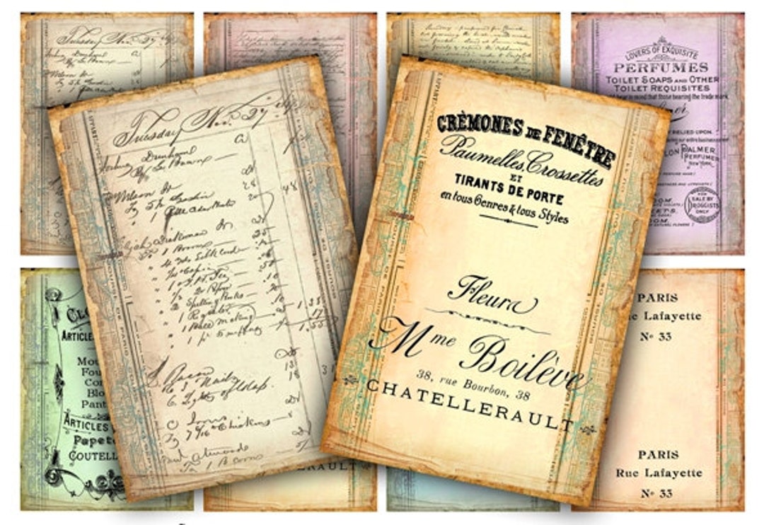 French Ephemera Tags: Vintage Collage Sheet (digital Download) - VBM28 ...