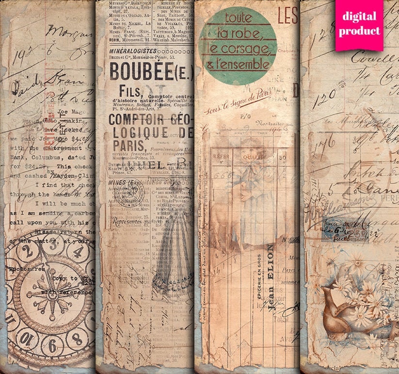DIGITAL Grunge Ephemera Printable Vintage Ephemera Vintage - Etsy