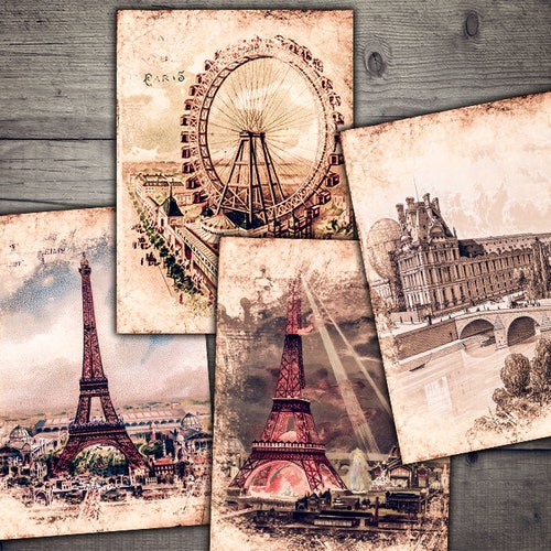 DIGITAL Paris Hearts Digital Collage Sheet Download 70 | Etsy