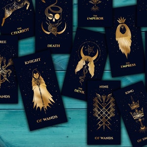 DIGITAL Gold Modern Tarot Cards Printable Gold Tarot Deck - Etsy