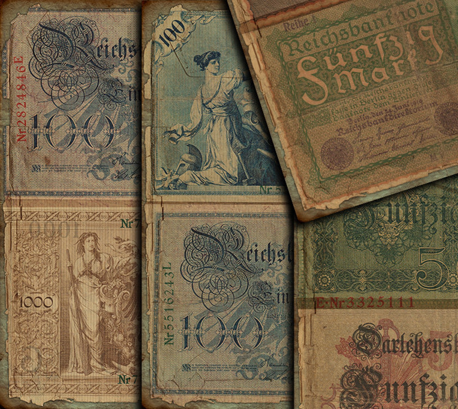 DIGITAL Printable Antique Banknotes Old Paper Money Junk - Etsy UK