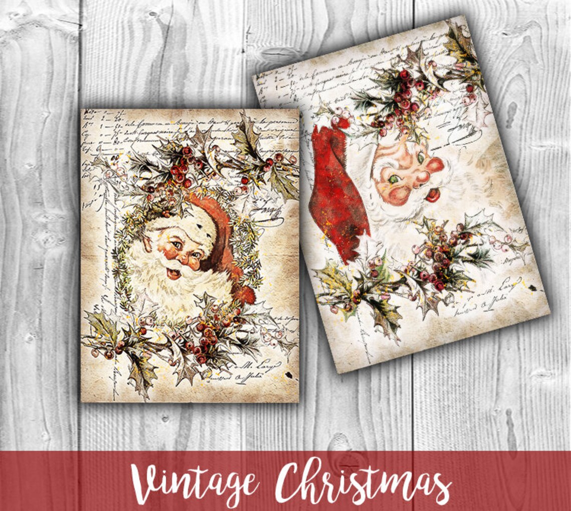 DIGITAL Vintage Christmas Digital Collage Sheet Download | Etsy