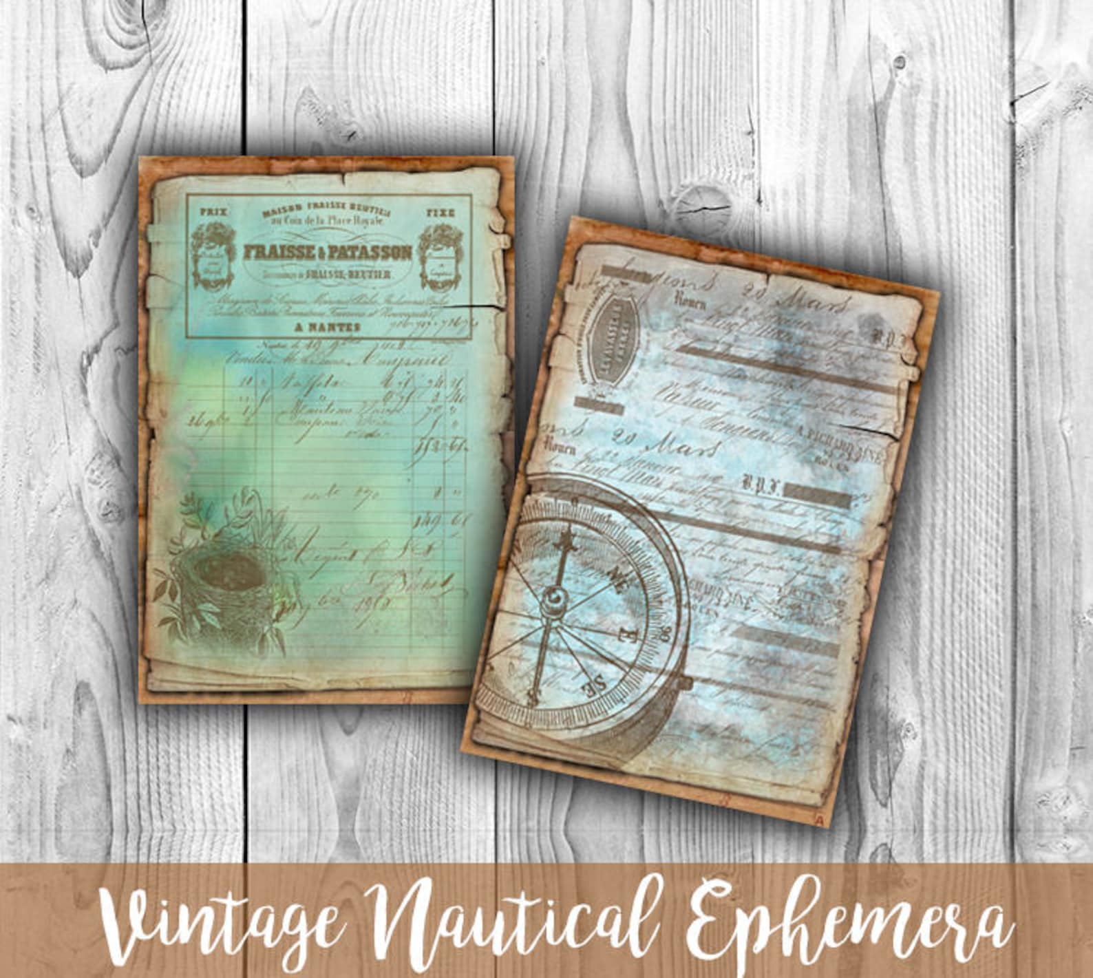 DIGITAL Nautical Ephemera Digital Collage Sheet Digital | Etsy