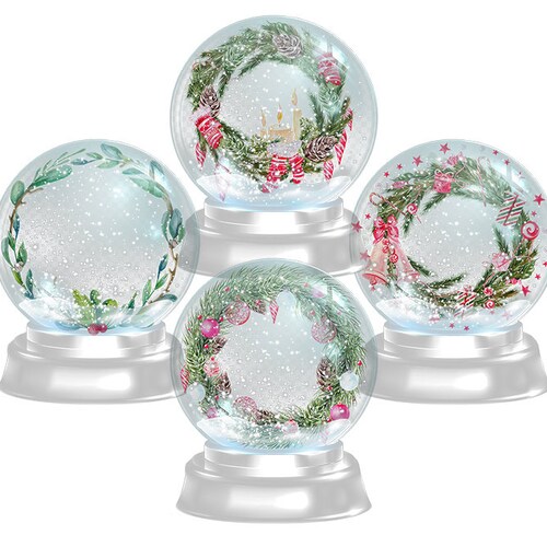 DIGITAL Christmas Snow Globes Digital Collage Sheet - Etsy