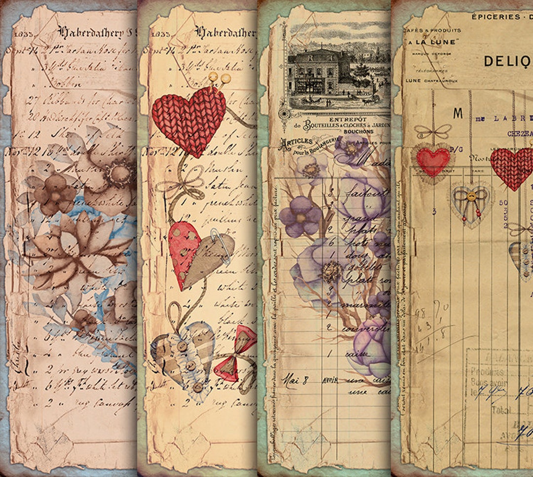 DIGITAL Vintage Valentines Junk Journal Ephemera - Digital Collage ...