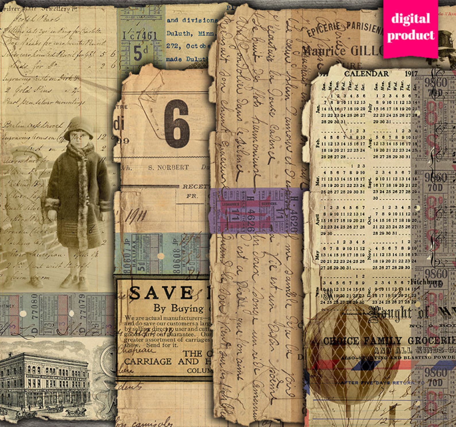 DIGITAL Vintage Grunge Ephemera Printable Grunge Ephemera - Etsy