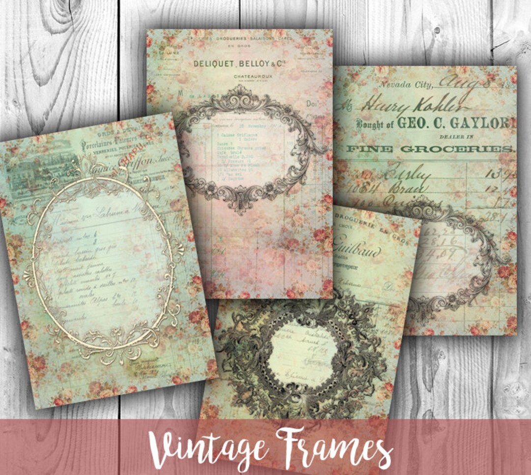 DIGITAL Vintage Frames Digital Collage Sheet Download - Digital Paper ...