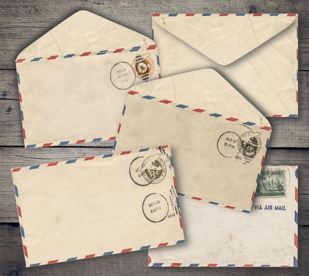 DIGITAL Vintage Air Mail Envelopes - Printable Envelopes Digital ...