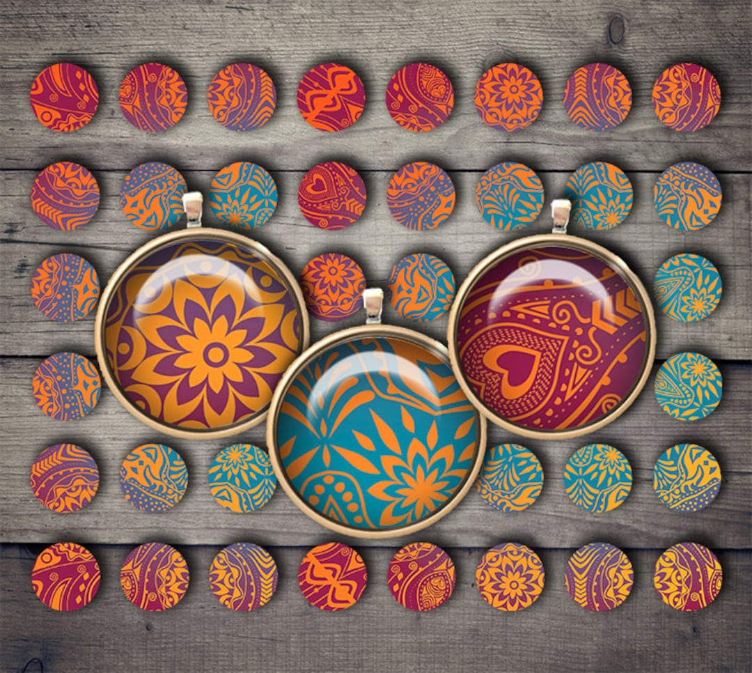 DIGITAL Printable Pattern 1 Inch Circles for Jewelry Pendants - Digital ...