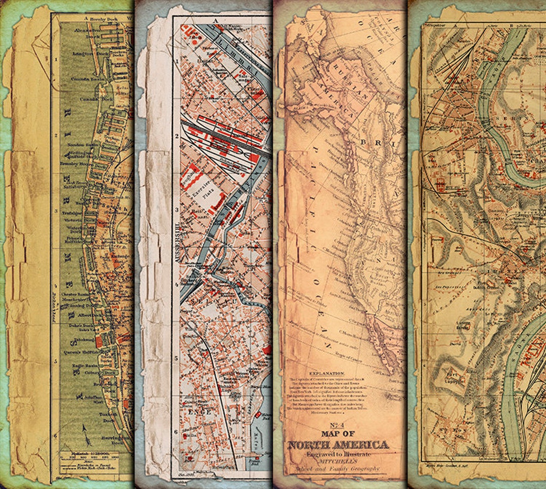 DIGITAL Vintage Grunge Maps - Digital Collage Sheet Download - VBM1677 ...