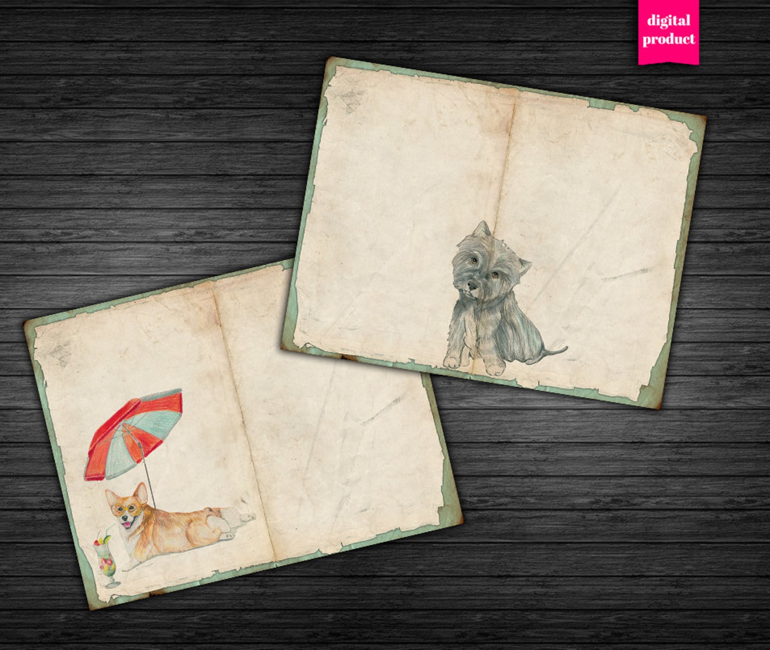 DIGITAL Pet Junk Journal Pages Printable Dog Digital Paper - Etsy