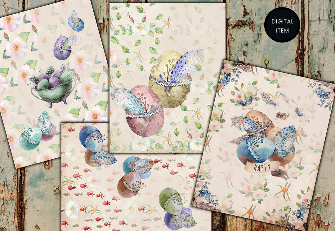 DIGITAL Vintage Easter Eggs Ephemera - Printable Easter Paper Download ...