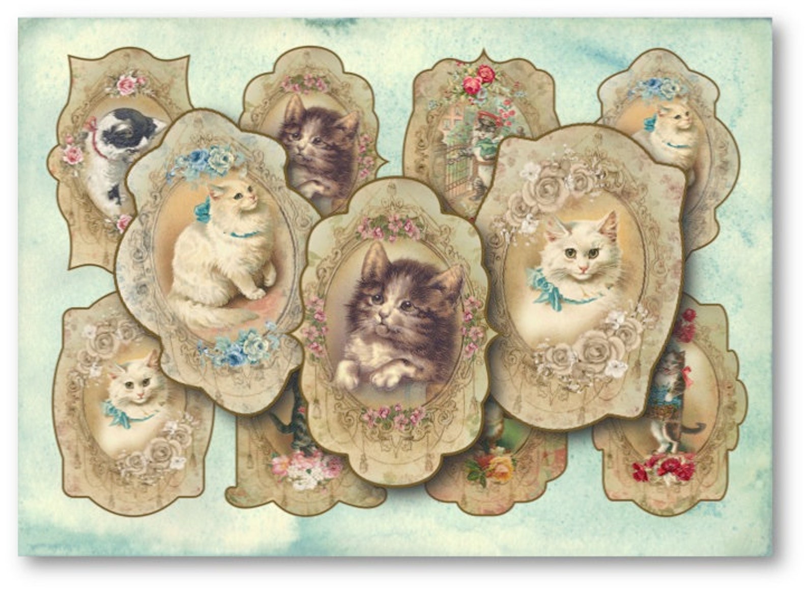 DIGITAL Cat Labels Digital Collage Sheet Download 807 - Etsy