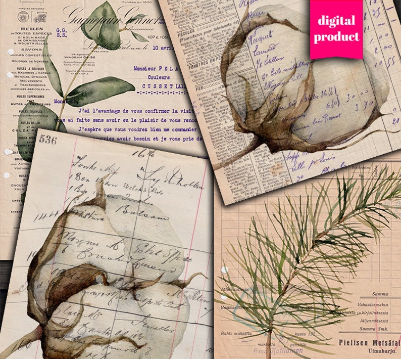 DIGITAL Vintage Botanical Ephemera Printable Vintage Junk - Etsy
