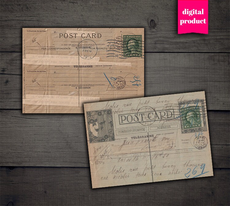 DIGITAL Vintage Telegram Postcards Printable Vintage - Etsy