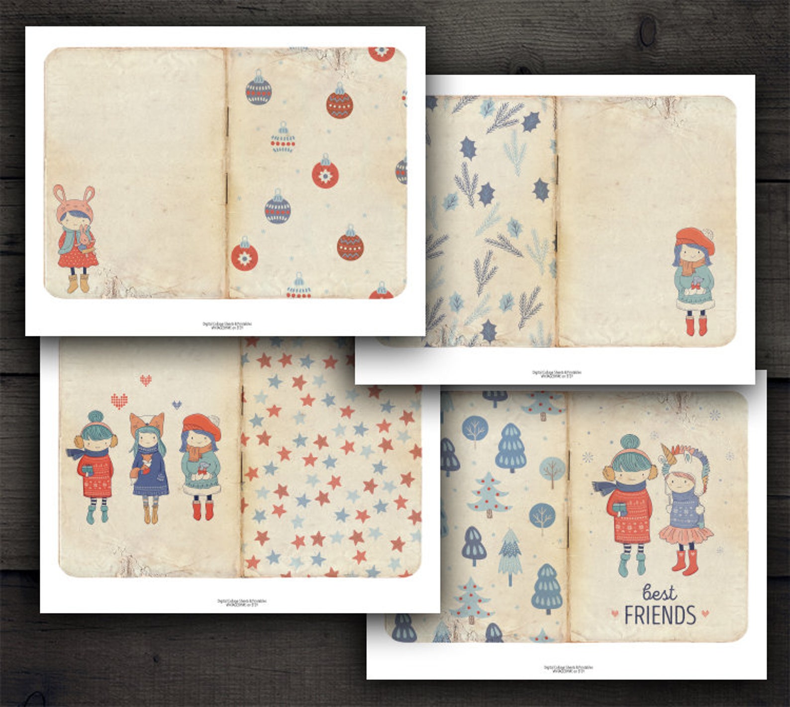 DIGITAL Winter Junk Journal Printable Pages - Winter Digital Paper ...