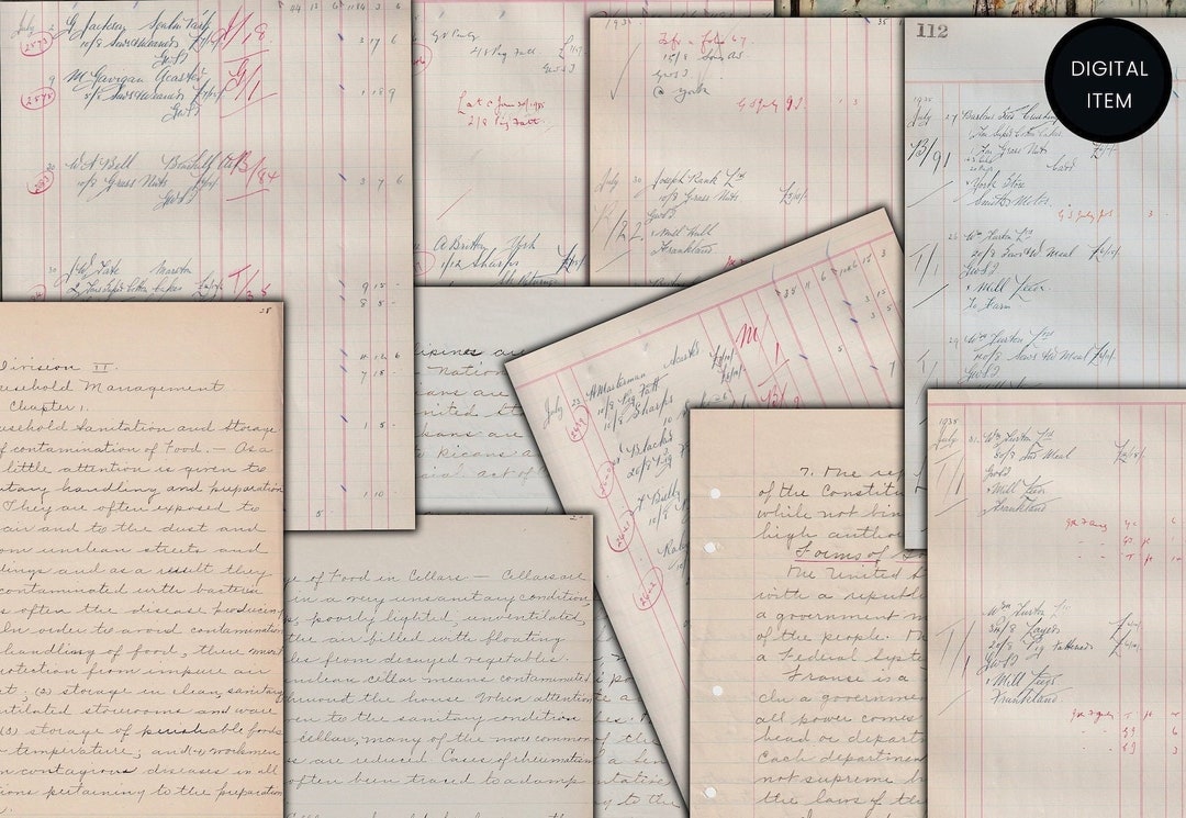 DIGITAL Vintage Handwritten Ledgers - Vintage Ephemera for Junk ...