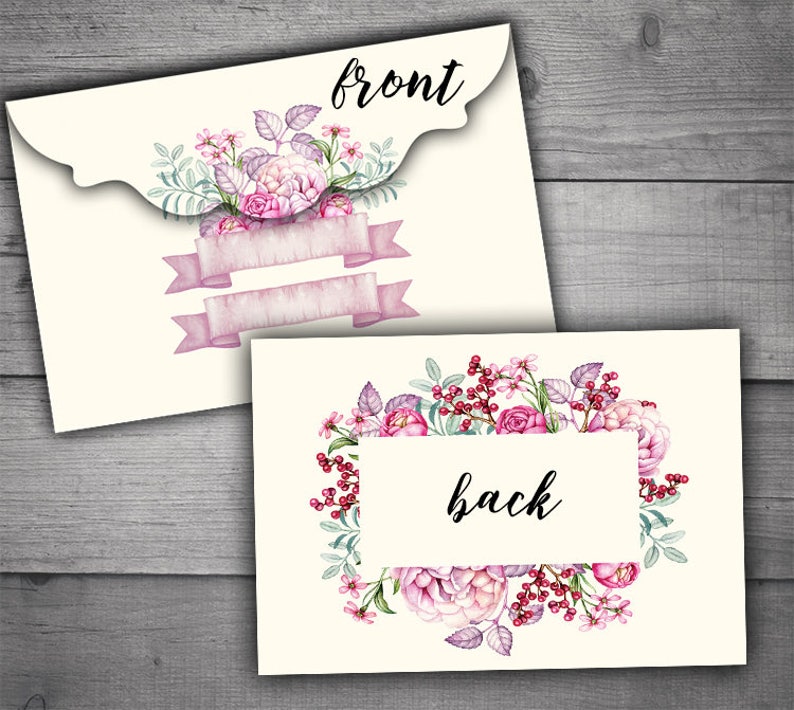 DIGITAL Floral Envelopes Tags & Cards Digital Collage Sheet - Etsy