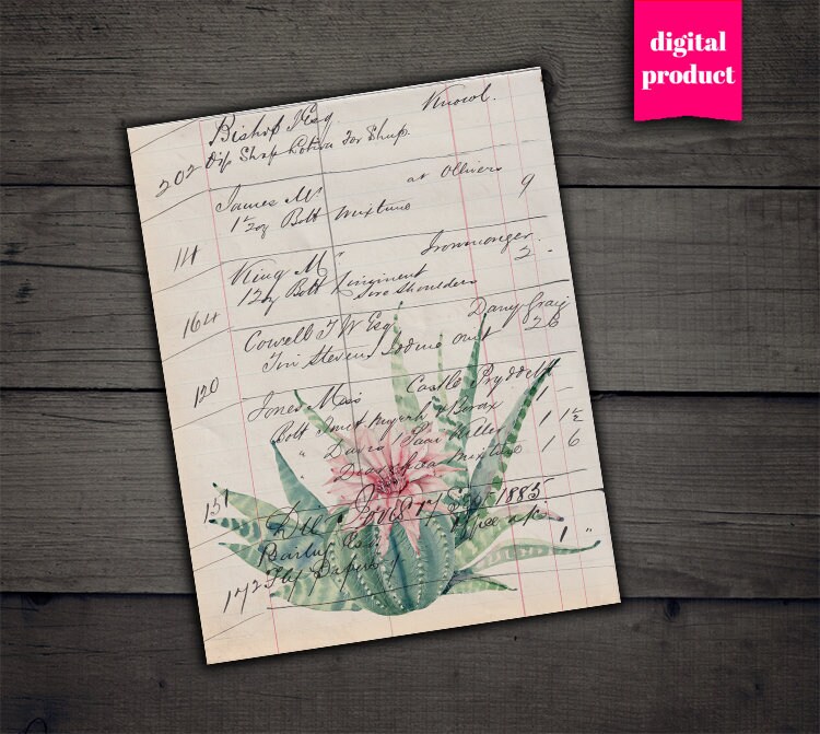 DIGITAL Floral Ephemera - Printable Vintage Floral Papers Download ...