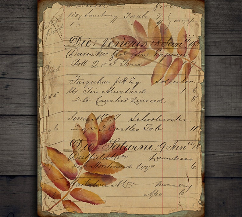 DIGITAL Vintage Fall Botanical Junk Journal Ephemera Digital | Etsy