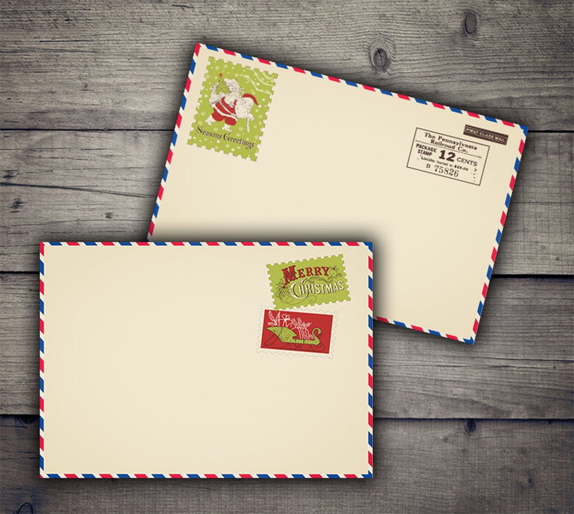 DIGITAL Christmas Airmail Cards Digital Collage Sheet - Etsy