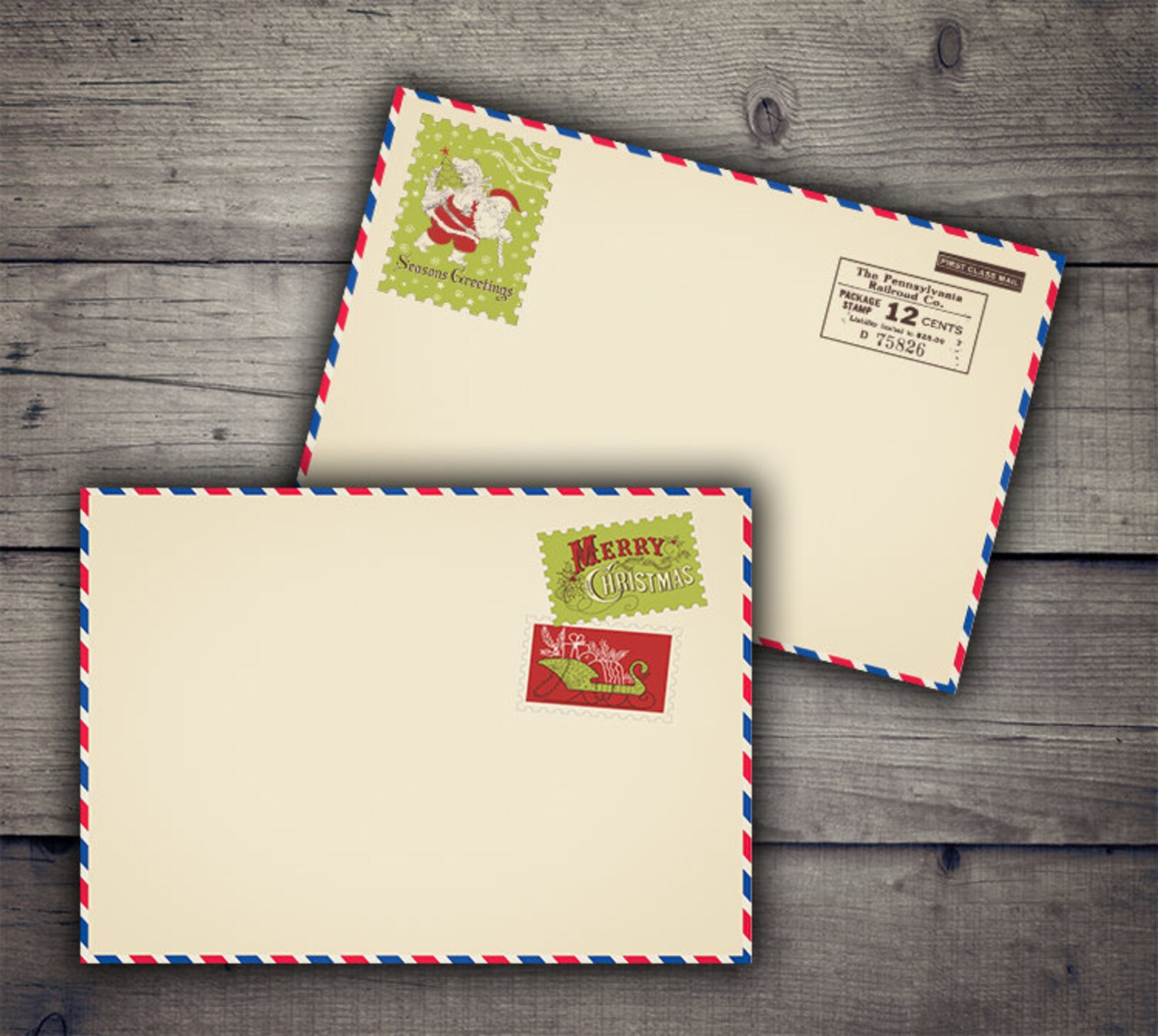 DIGITAL Christmas Airmail Cards Digital Collage Sheet - Etsy