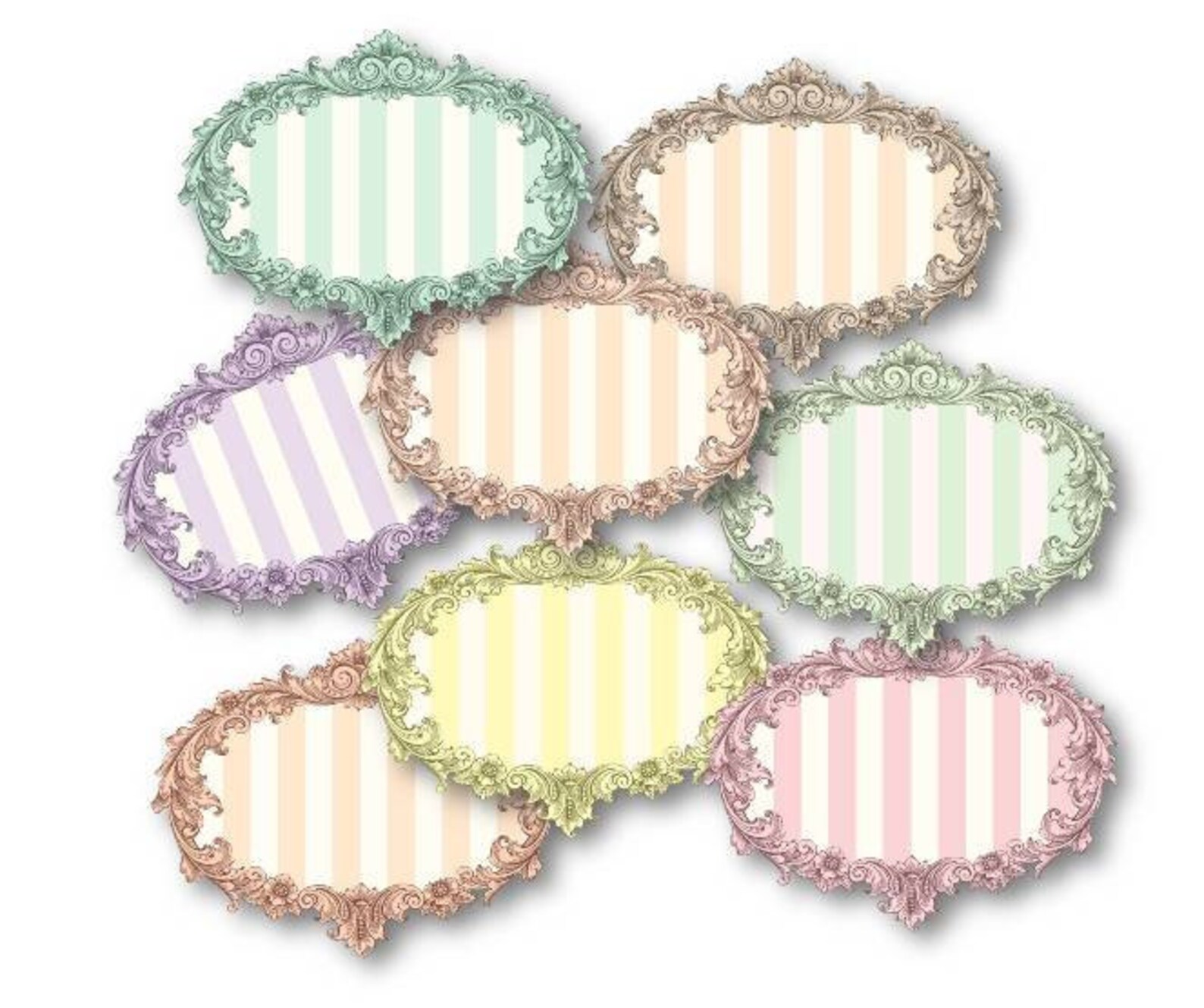 Pastel Stripe Labels: Digital Collage Sheet (digital Download) - VBM28 ...