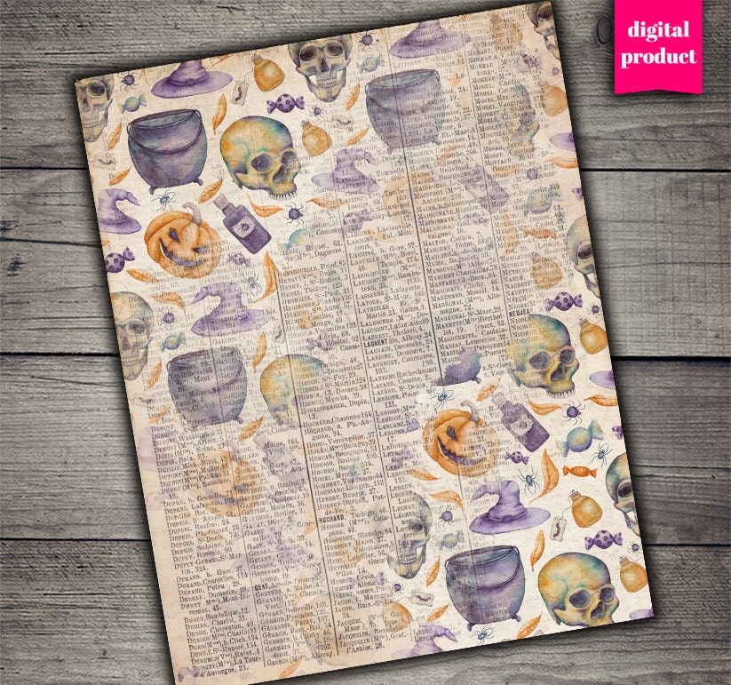 DIGITAL Vintage Halloween Papers Halloween Digital Collage - Etsy