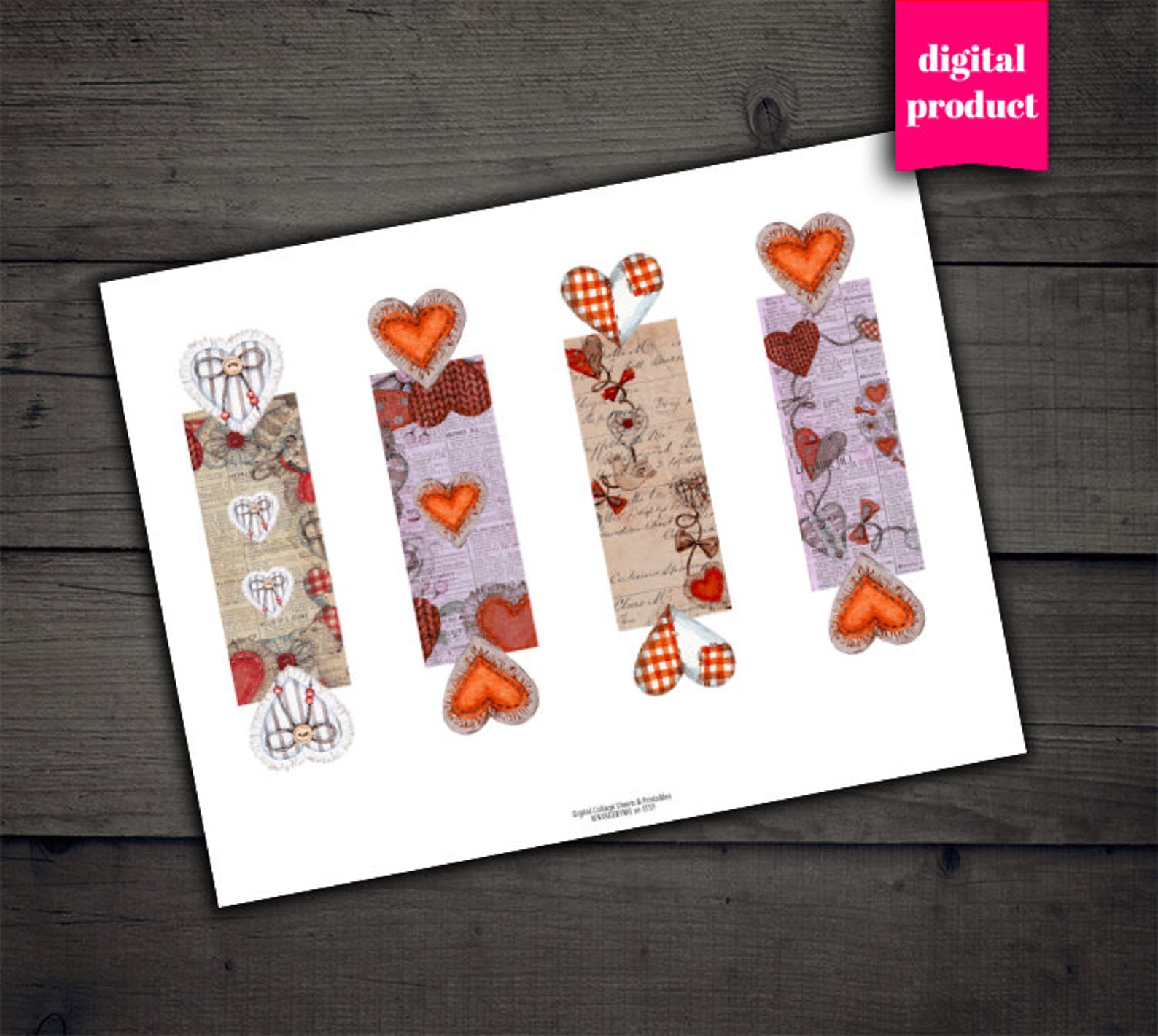 DIGITAL Valentine's Bookmarks Printable Valentines - Etsy